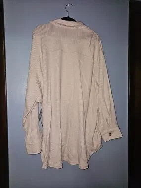 Jackets & Coats | Plus Size Textured Beige Buttonup Shirt Jacket Nwt ...